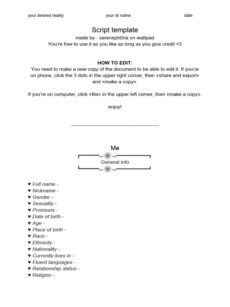 DR Script - A Template | PDF | Cooking, Food & Wine | Home & Garden