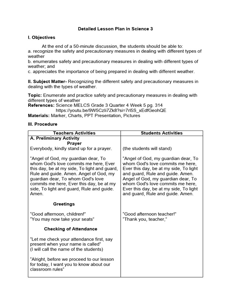 Detailed Lesson Plan in Science 3-Monday | PDF | Lesson Plan