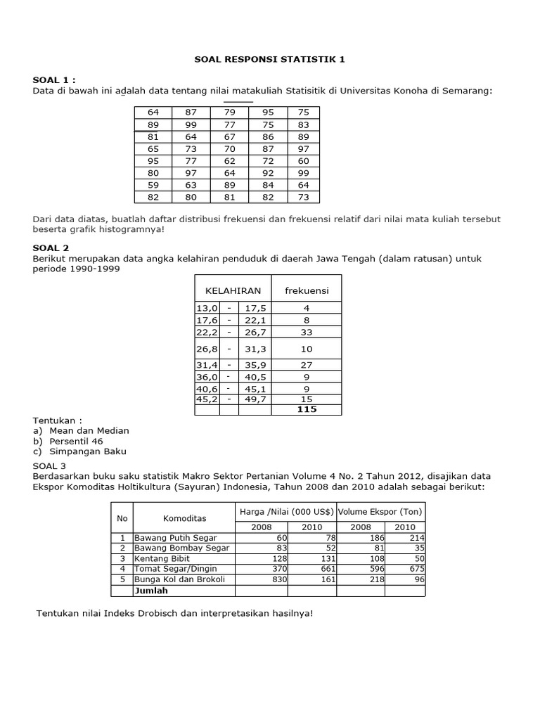 Soal Responsi Statistik 1 Genap 2023-2024 | PDF
