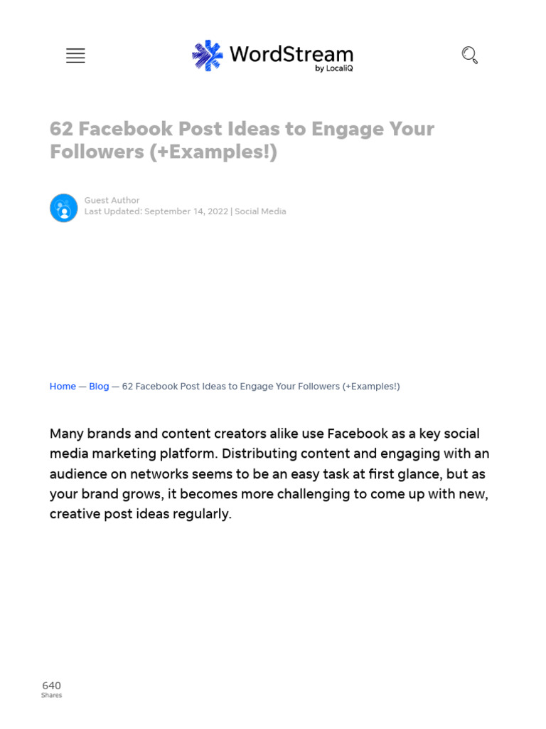 62 Engaging Facebook Post Ideas | PDF | Social Media | Popular Culture ...