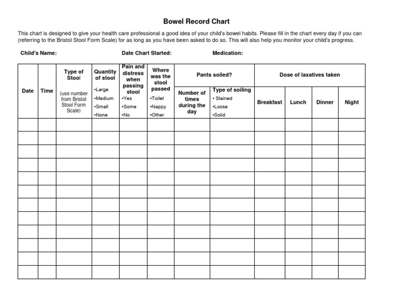 Bowel Record Chart | PDF