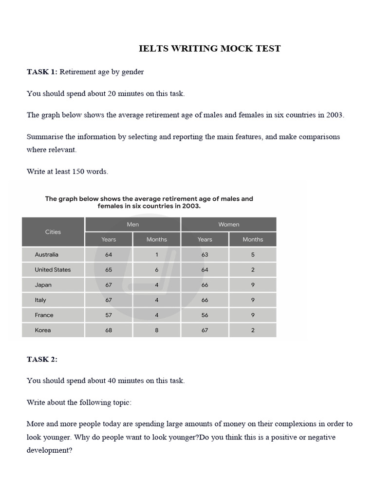 Ielts Writing Mock Test | PDF