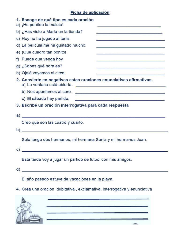 Tipos de Oraciones y Ejercicios | PDF