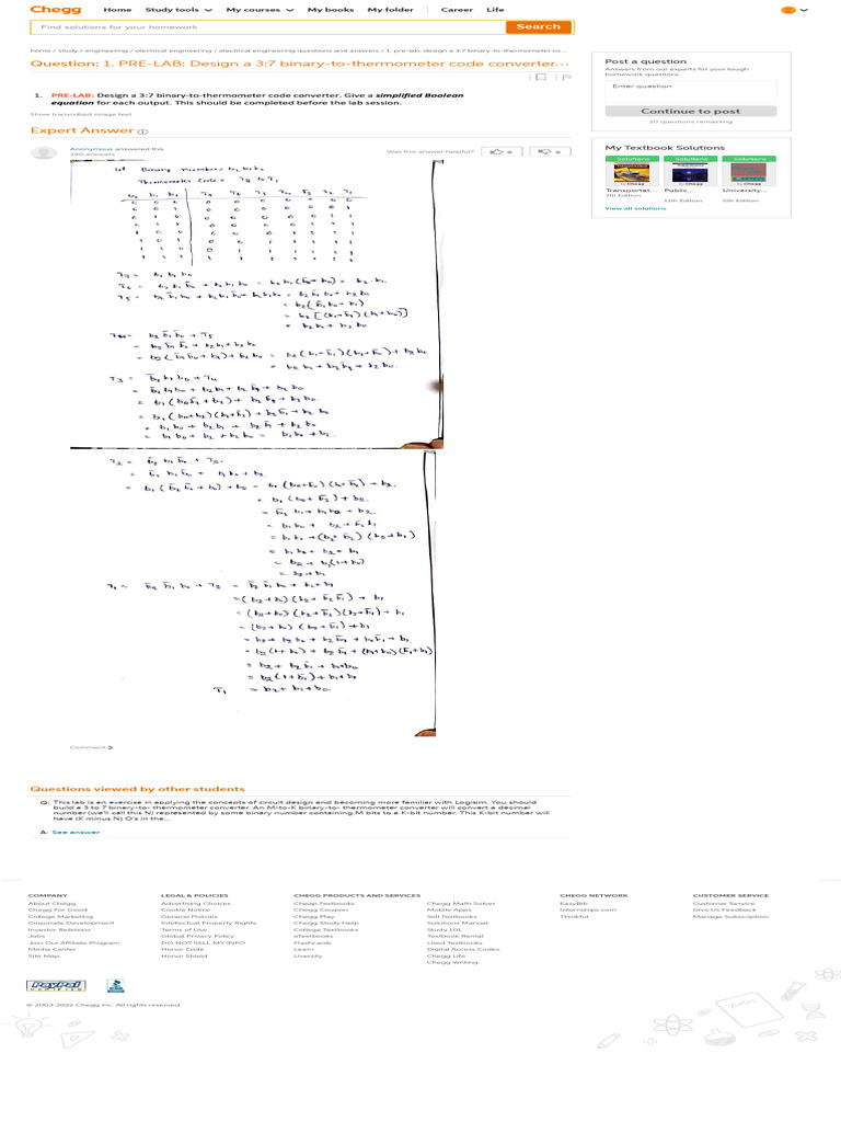 PRE-LAB - Design A 3 - 7 Binary-To-Thermometer Cod... | PDF | Computing