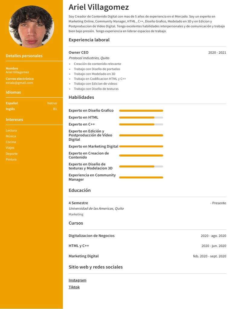 Ariel Villagomez CV | PDF | Informática