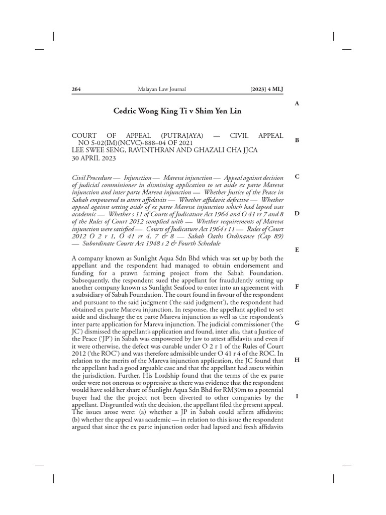 Cedric Wong King Ti V Shim Yen Lin | PDF | Justice Of The Peace | Affidavit