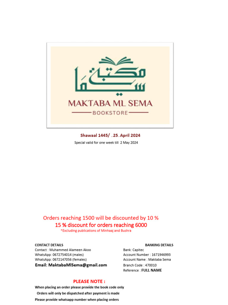 APRIL 2024 UPDATED BOOKLIST Sema | PDF