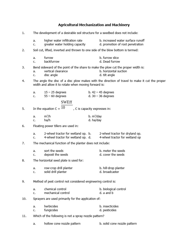 Area 1 Machinery and Mech | PDF | Plough | Pump