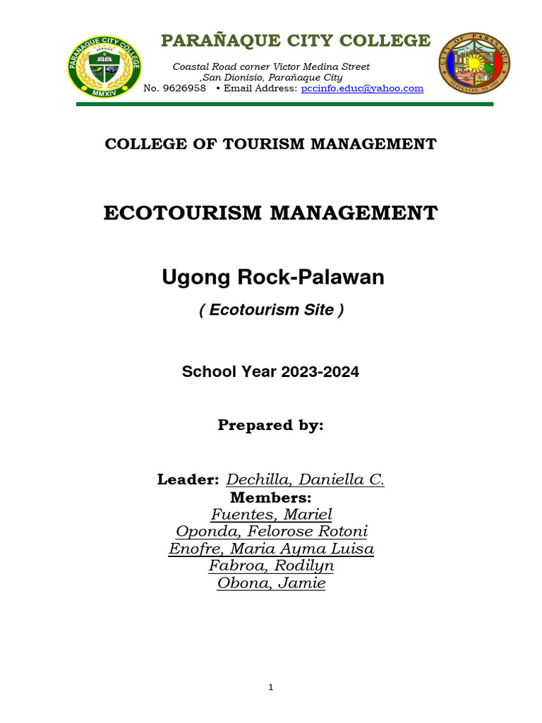 Ugong Rock Ecotourism Management Guide | PDF | Sustainability ...