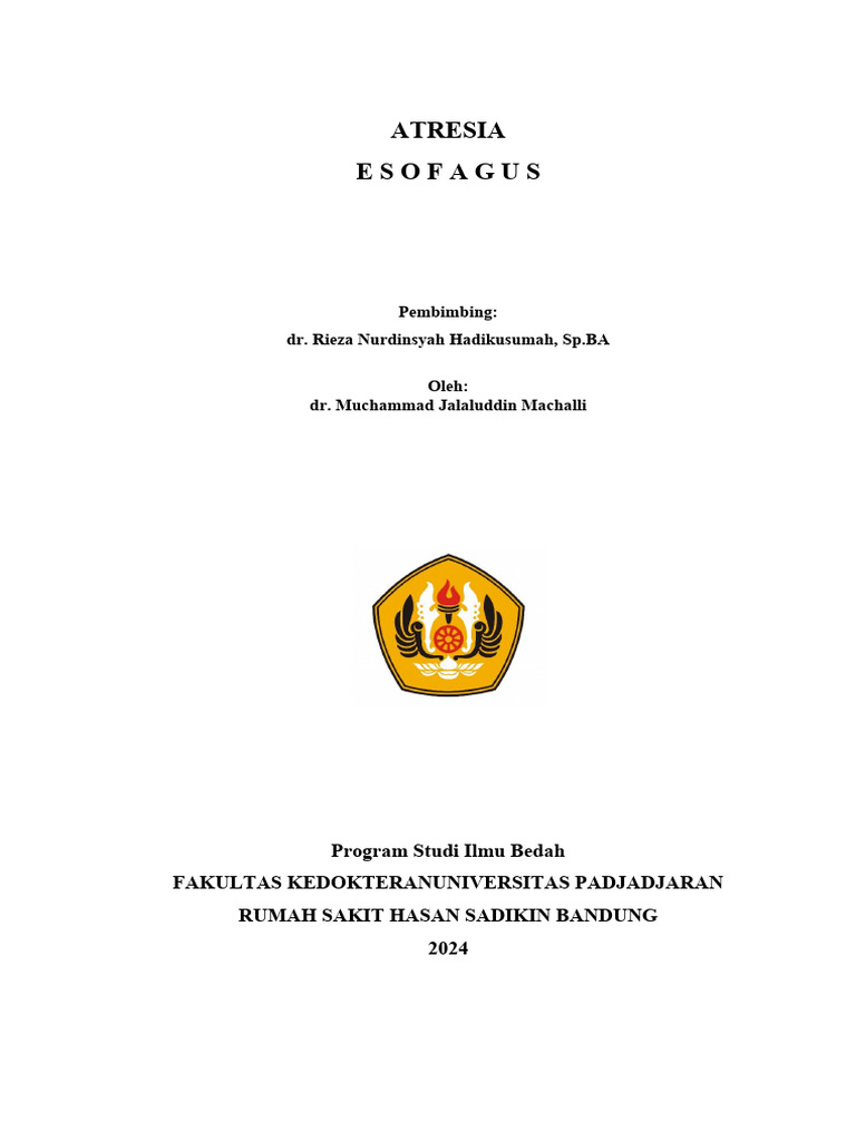 Atresia Esofagus: Diagnosis dan Penatalaksanaan | PDF