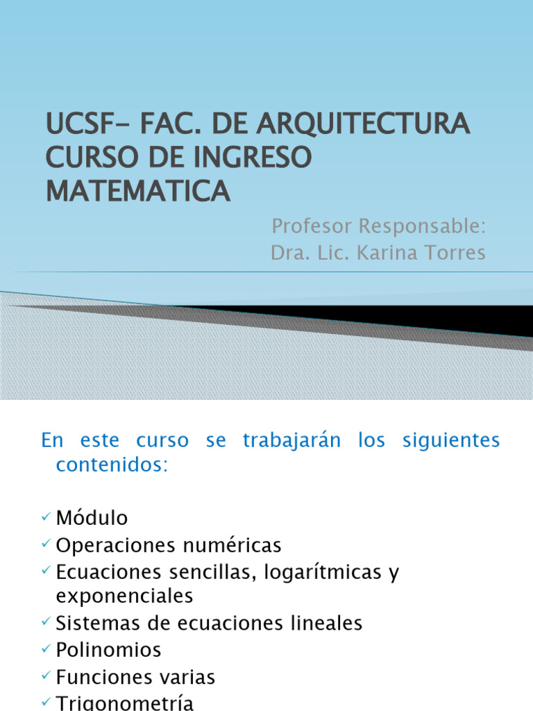 IngresoUCSF - 1 - Núm.y.ecuaciones Arqui | PDF | Ecuaciones | Números