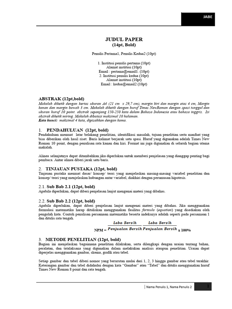 Template Jurnal JABE | PDF