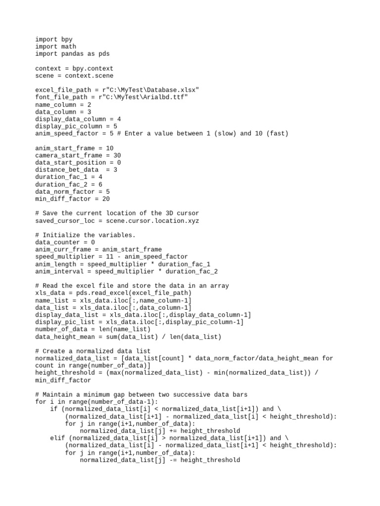 Excel To Blender Data Comparison Full Script Pdf Computer Science Computer Programming