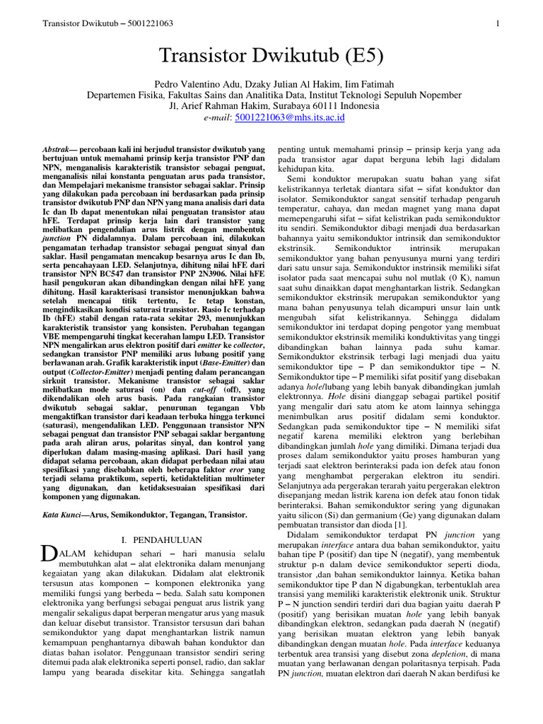 Transistor Dwikutub: Prinsip & Aplikasi | PDF | Metode & Bahan Ajar ...