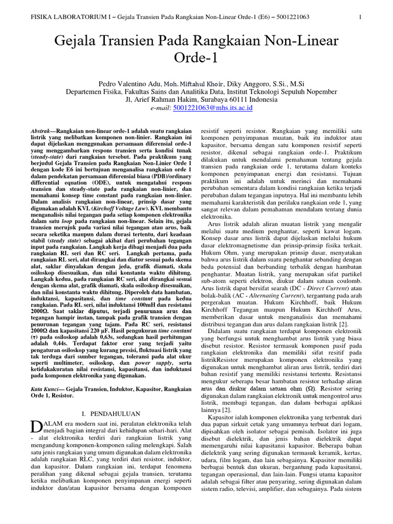 Gejala Transien Pada RLC Orde - 1 | PDF