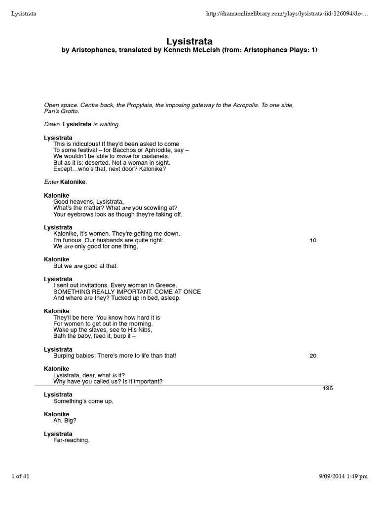 Aristophanes Lysistrata | PDF