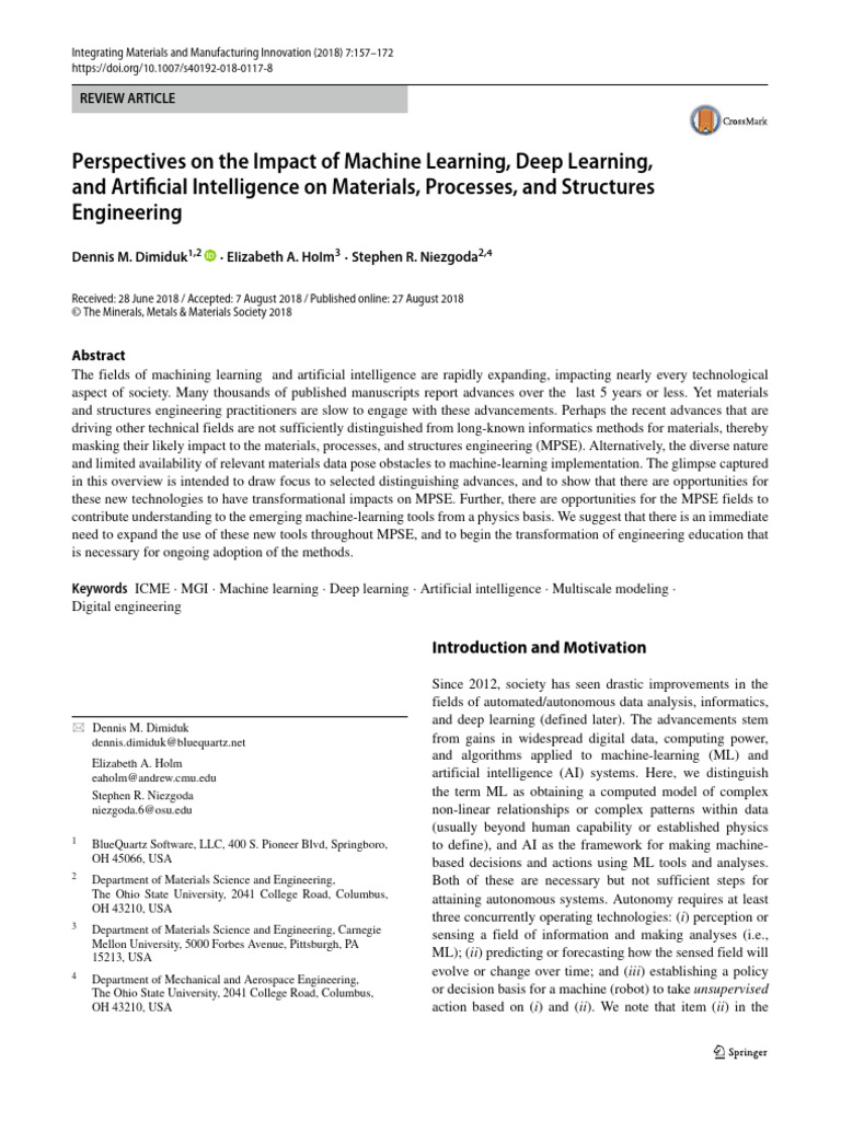 Perspectives On The Impact of Machine Learning, Deep Learning, and ...