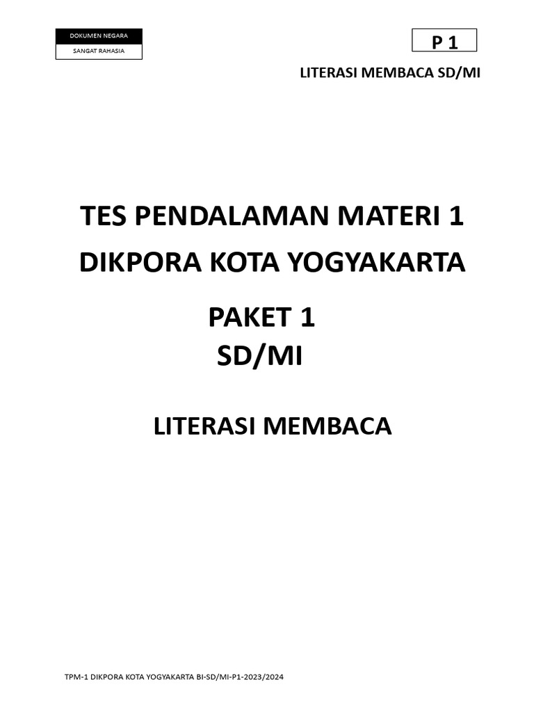 TPM 1 - Membaca - Paket 1 | PDF | Kesehatan Holistik | Sains & Matematika