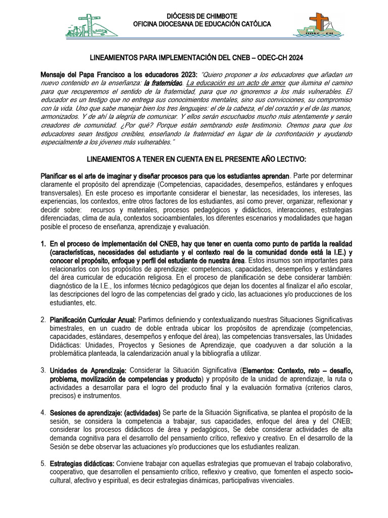 Lineamientos CNEB 2024: Contextualización Educativa | PDF | Enseñando ...