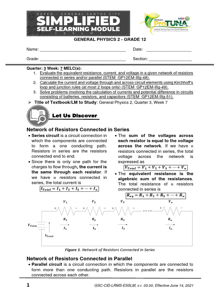 Q3-M7-SERIES-PARALLEL | PDF | Series And Parallel Circuits | Electrical ...