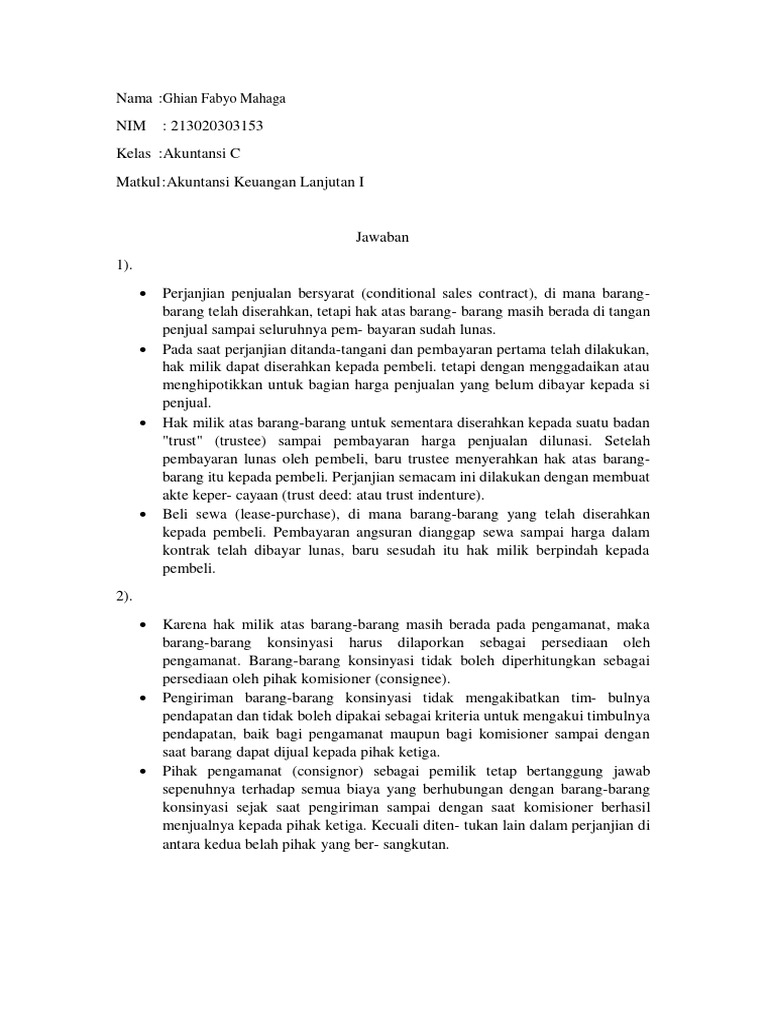 UAS AKL - Ghian Fabyo Mahaga - 213020303153 | PDF | Pengelolaan Keuangan & Uang | Hukum