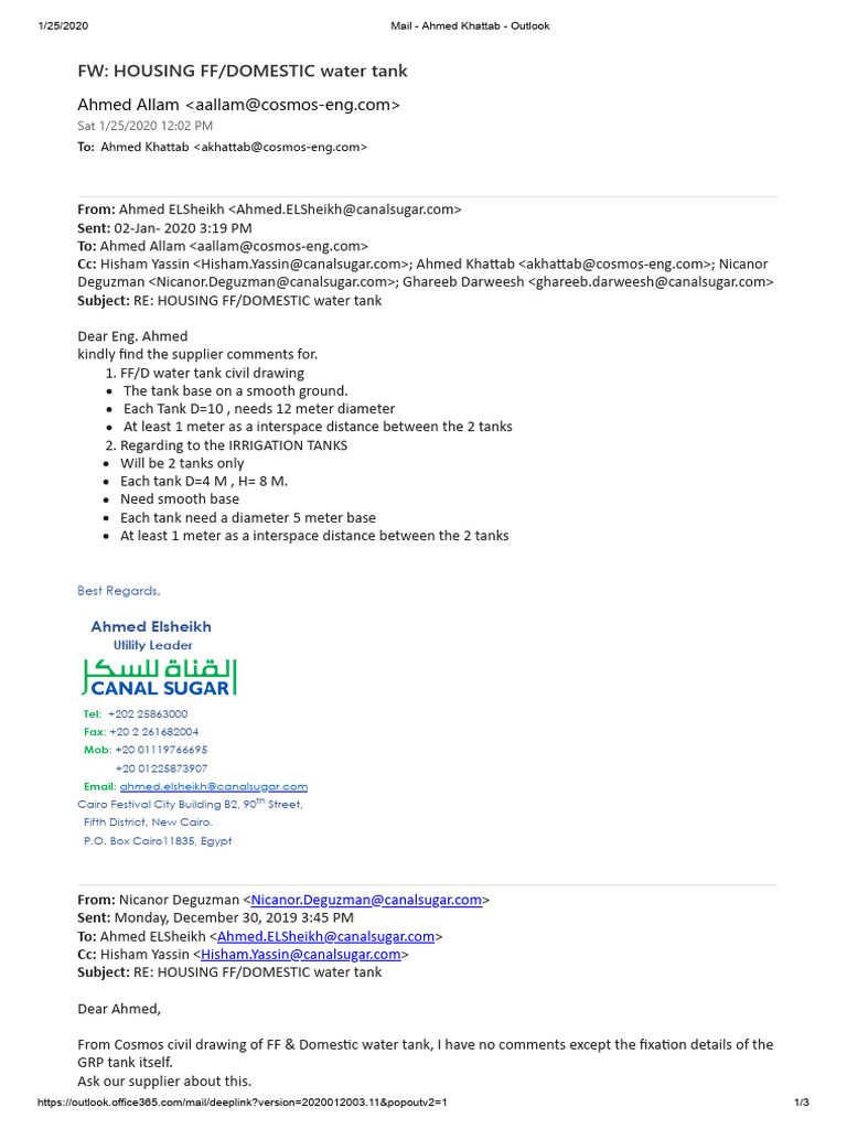 Tanks Dimensions Letter From Allam | PDF | Business | Home & Garden