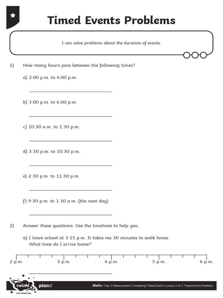 Timed Events Problems for Year 3 Maths | PDF | Science | Mathematics