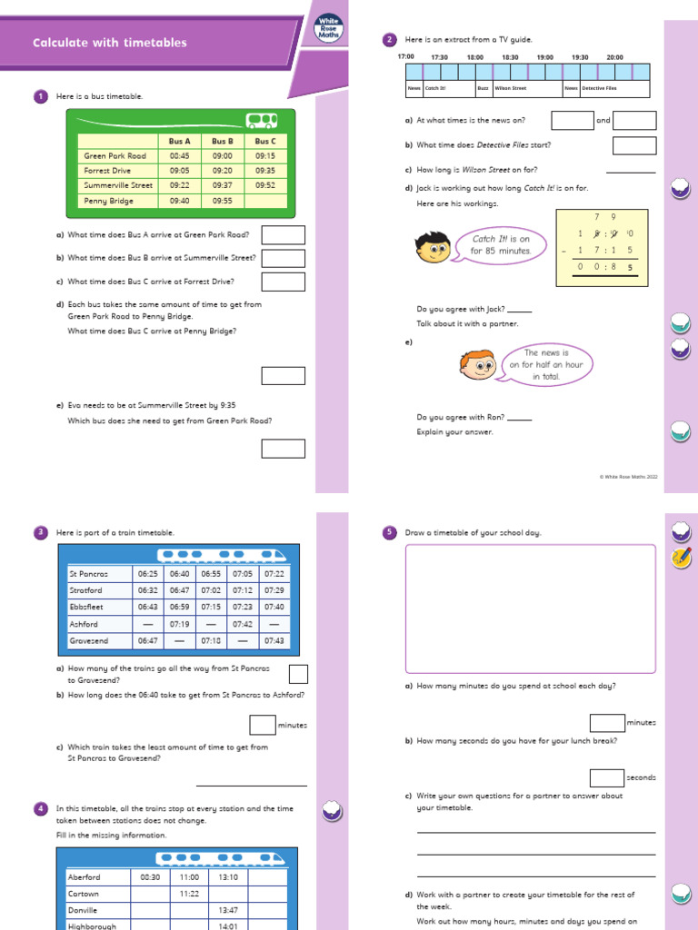 Y5 Summer Block 5 WO6 Calculate With Timetables 2022 | PDF