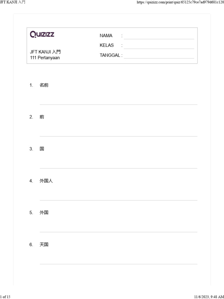 JFT KANJI 入門 | PDF