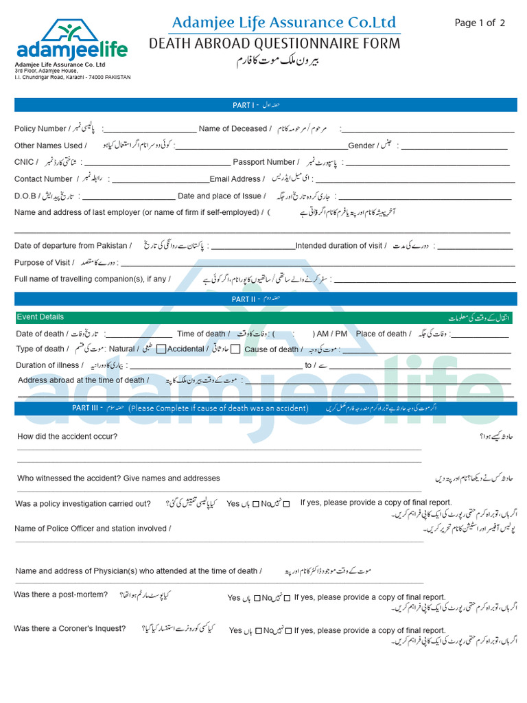 2 Death Abroad Form | PDF | Business Law | Financial Risk