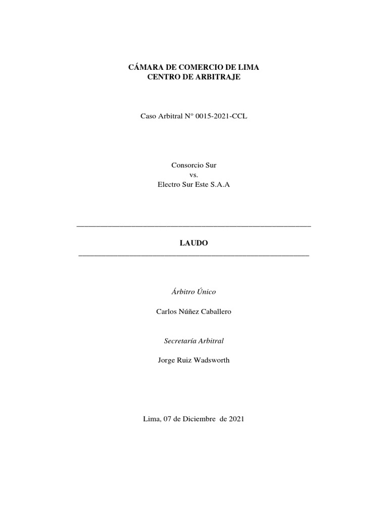 Exp. 0015-2021-CCL - Laudo Arbitral | PDF | Arbitraje | Ley común