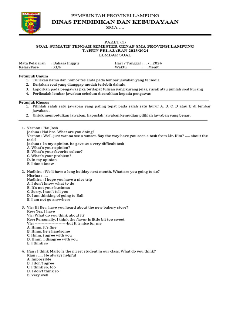 Soal Sumatif Tengah Semester Genap Bahasa Inggris Kelas Xi Kurikulum Merdeka | PDF | Mosque | Cave