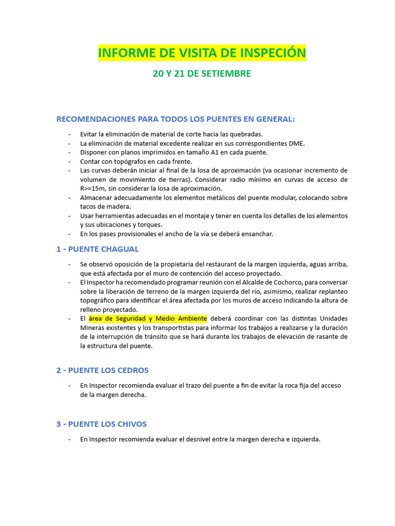 INFORME DE VISITA DE INSPECIÓN | PDF