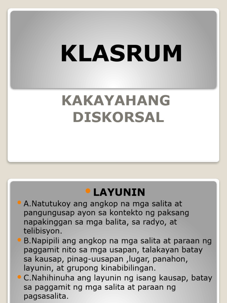 Aralin 12 Kakayahang Diskorsal | PDF