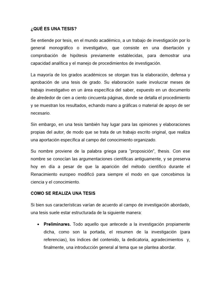 Qué Es Una Tesis | PDF | Teoría | Hipótesis