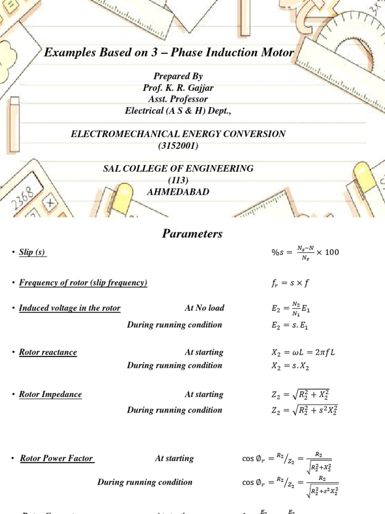 6 THREE PHASE MOTOR SUMS | PDF | Electric Motor | Electrical Components