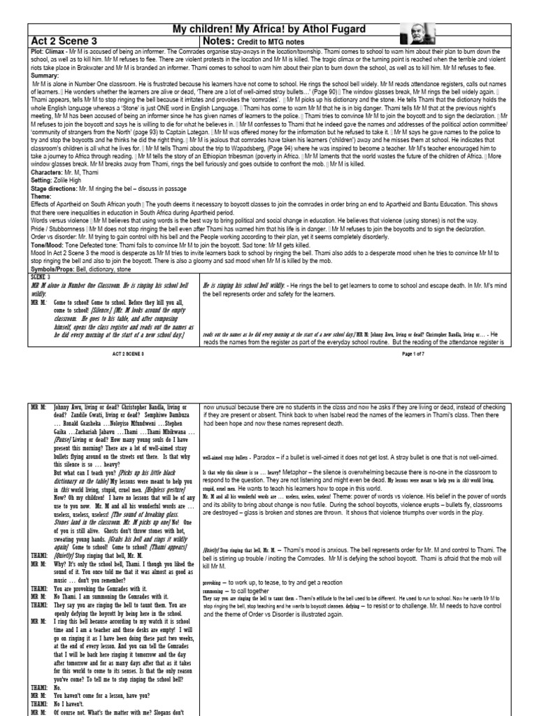 GR 12 Eng FAL MCMA Integrated Act 2 Scene 3 | PDF