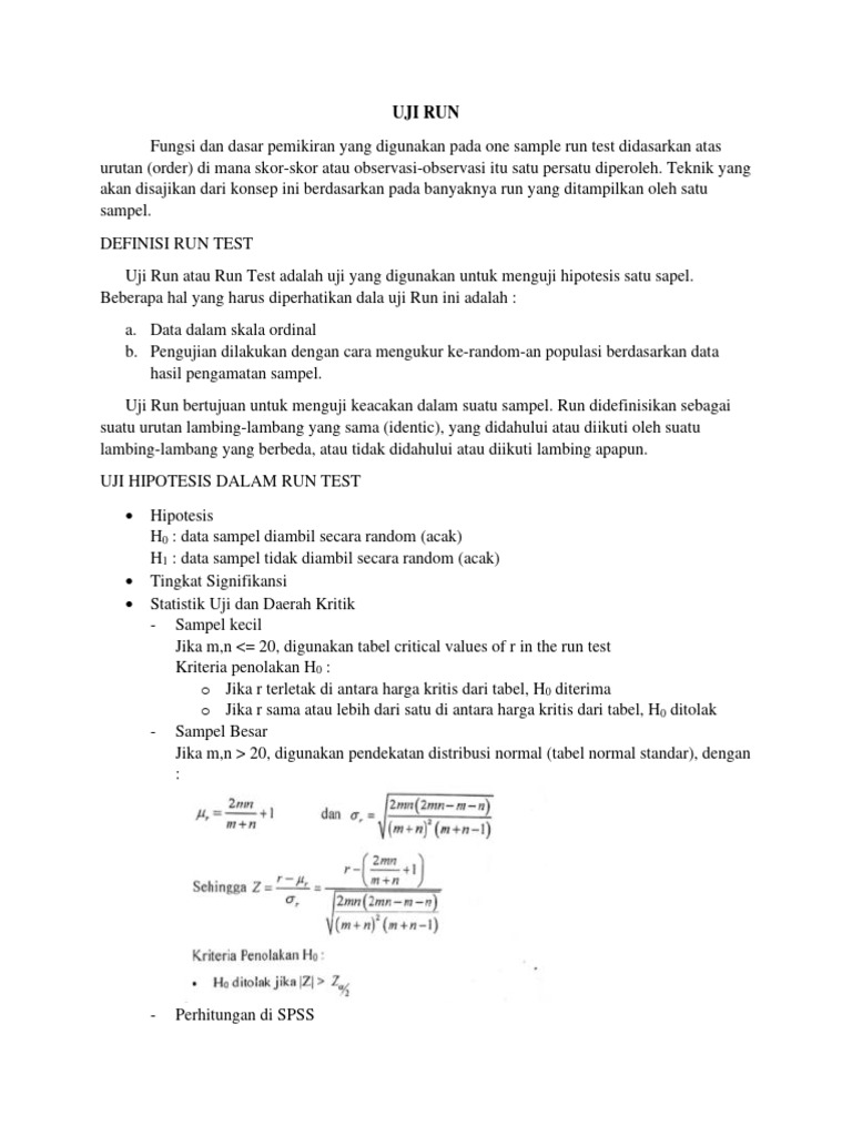 Uji Run Dan Tabel Distribusi | PDF