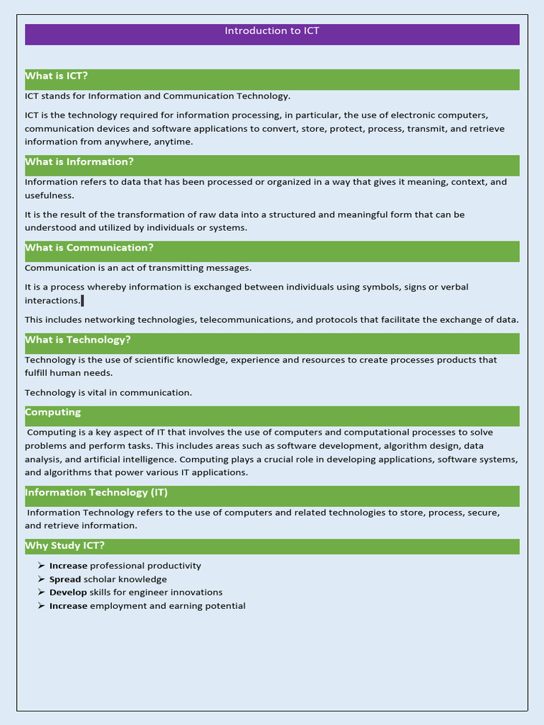 ICT Notes | PDF | Computer Network | World Wide Web ICT Notes | PDF | Computer Network | World Wide Web