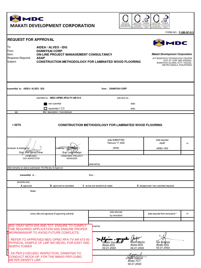 Mdc-Opmc Rfa-Tv-Ar-513 - Construction Methodology For Laminated Wood ...