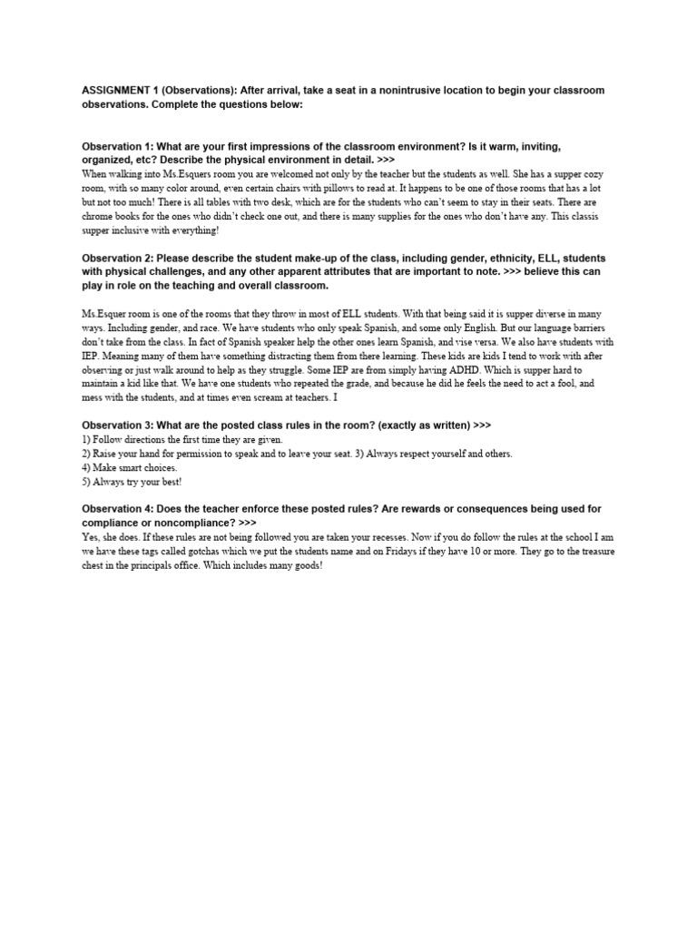 Annotated-Observations 20one | PDF | Classroom | Learning