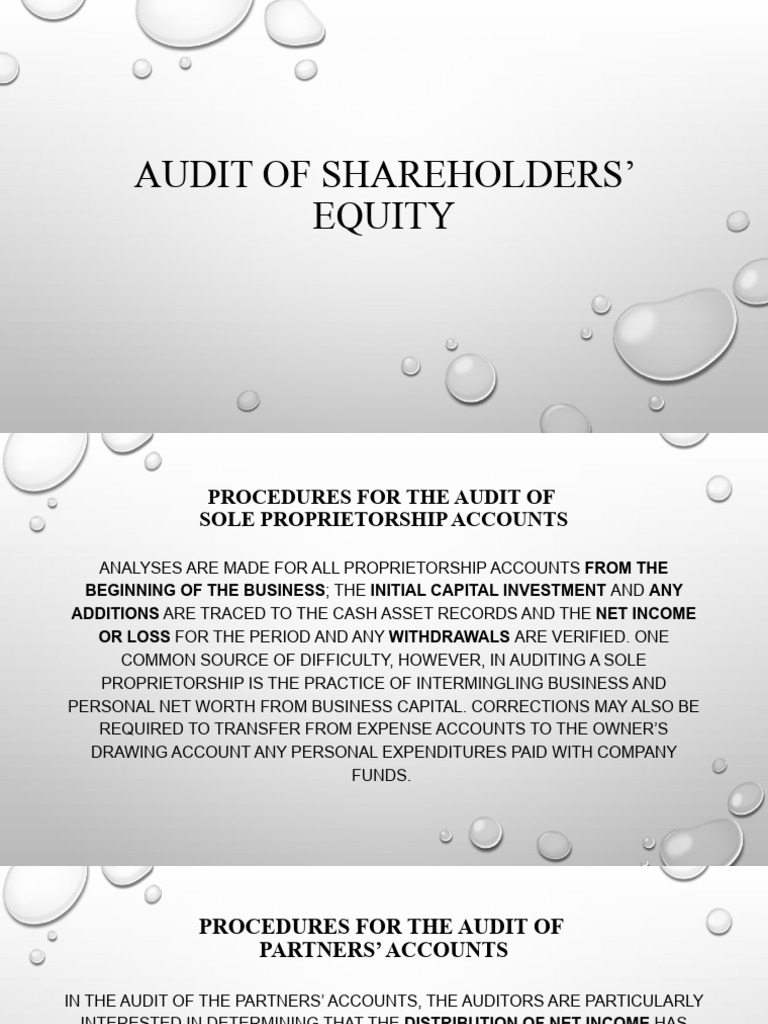 Audit of Shareholders Equity - PPT | PDF | Equity (Finance) | Audit