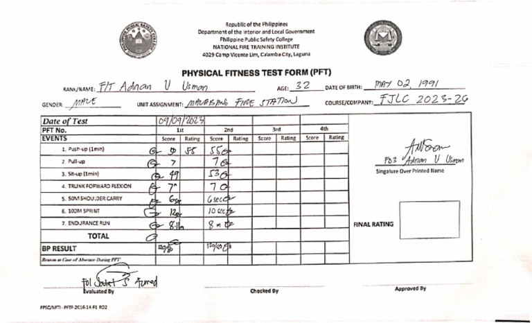 Usman 2nd PFT | PDF