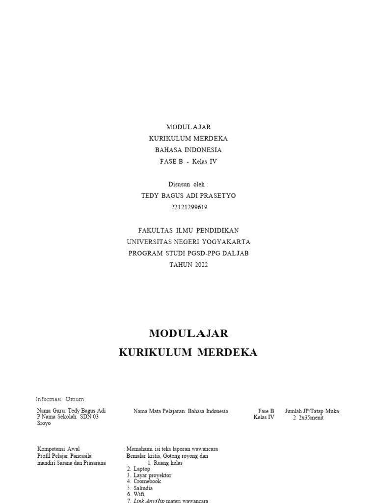 Modul Ajar Kurmer Kelas 4 | PDF