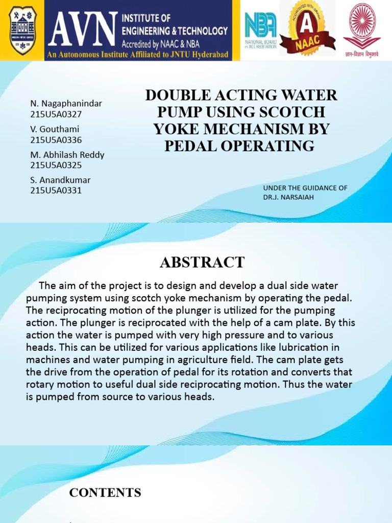 Double Acting Water Pump Using Scotch Yoke Mechanism by Pedal Operating ...