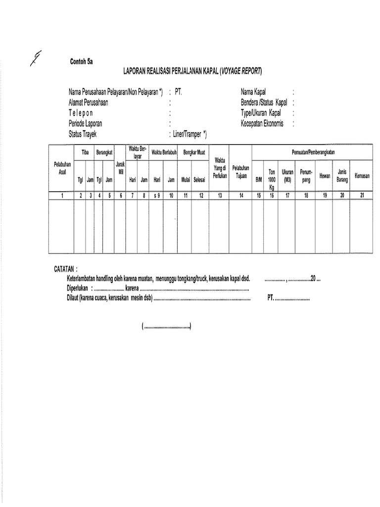 Form Voyage Report | PDF