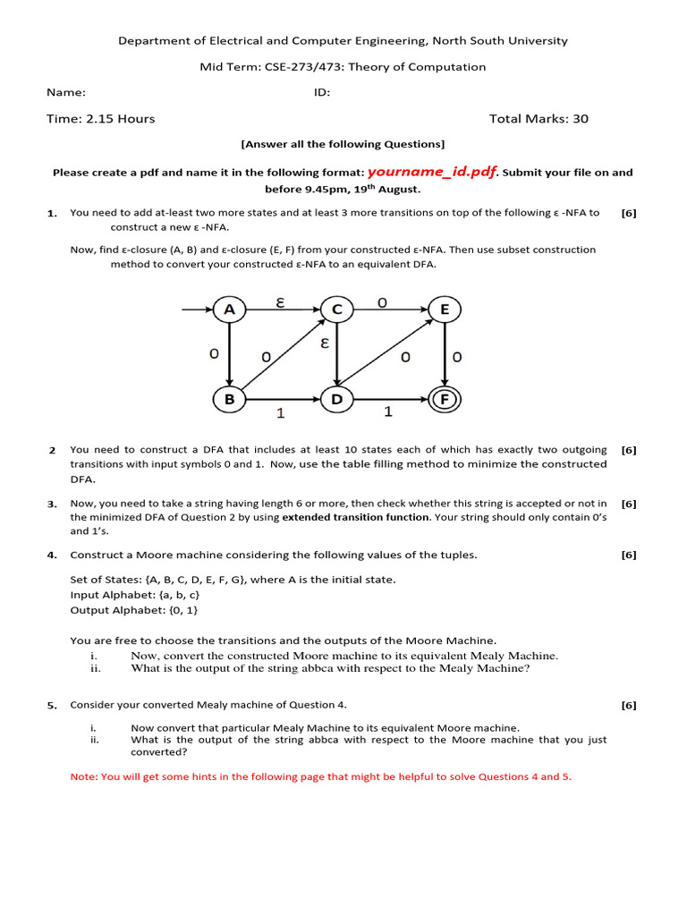 MidTerm Summer 2020 PDF | Download Free PDF | Models Of Computation | Applied Mathematics