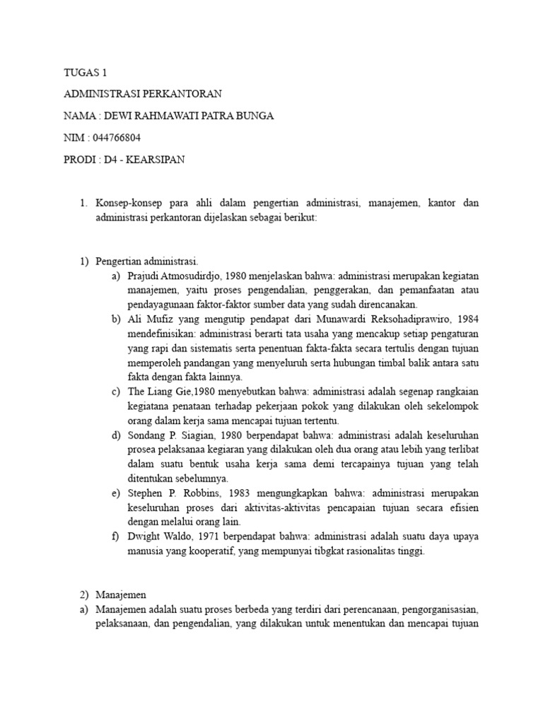 Konsep Administrasi dan Manajemen Kantor | PDF | Karier & Perkembangan | Seni