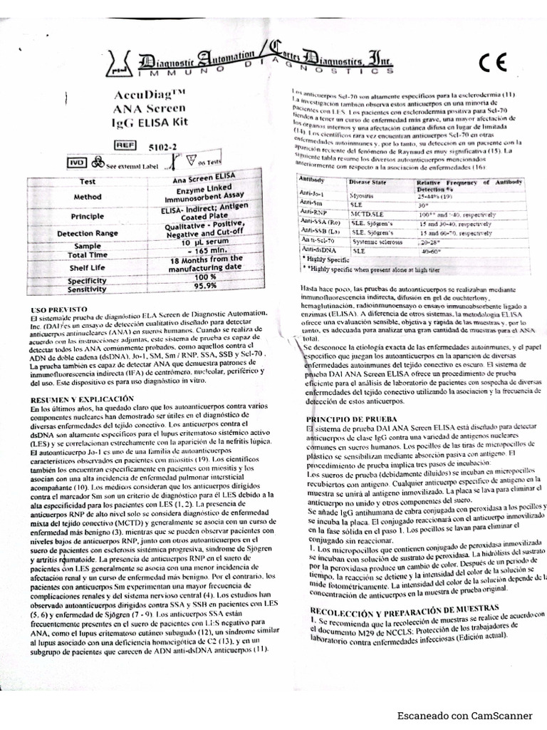 Kit Elisa ANA IgG | PDF