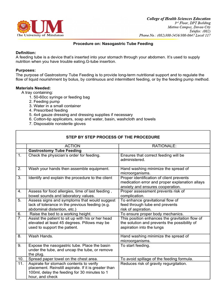 Nasogastric Tube Feeding Guide | PDF | Gastroenterology | Medicine